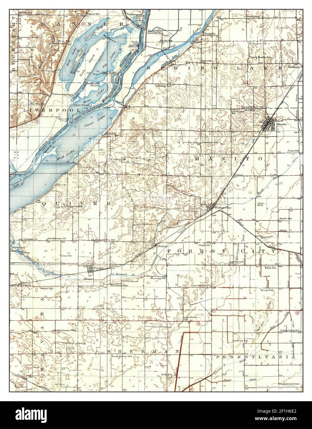 Manito, Illinois, map 1932, 1:62500, United States of America by ...