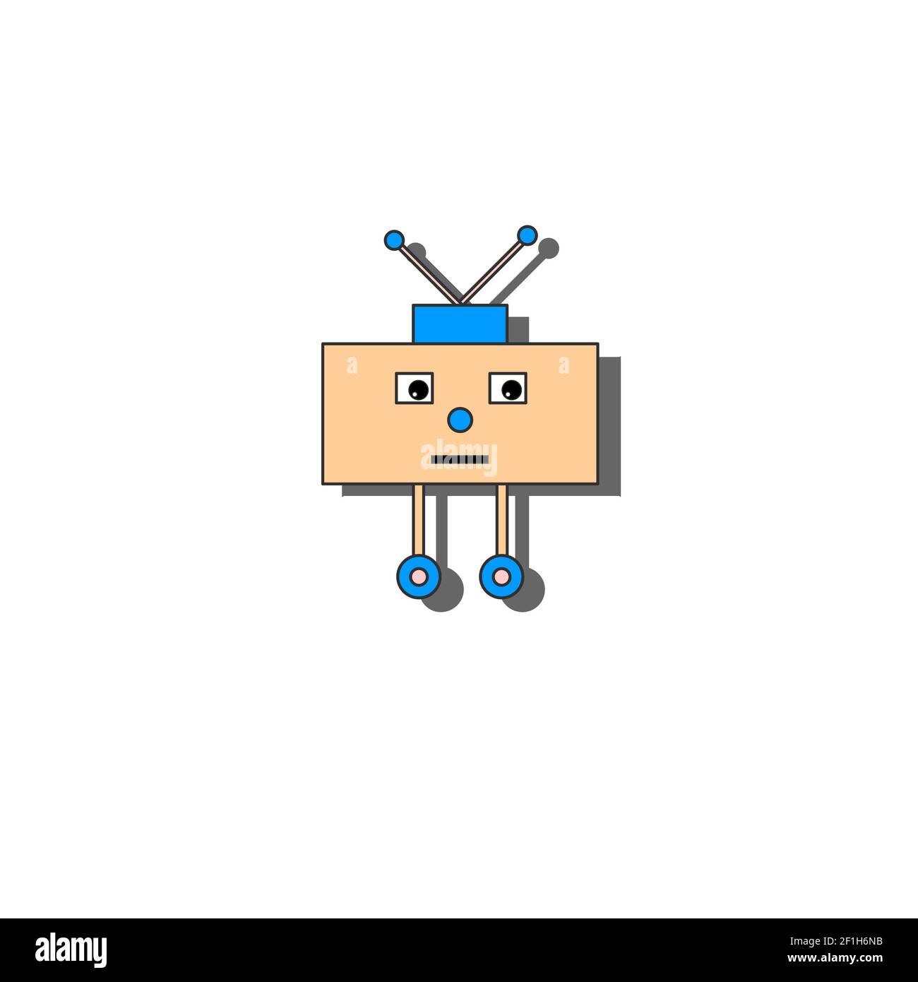 Sad little robot. Vector illustration Stock Photo - Alamy