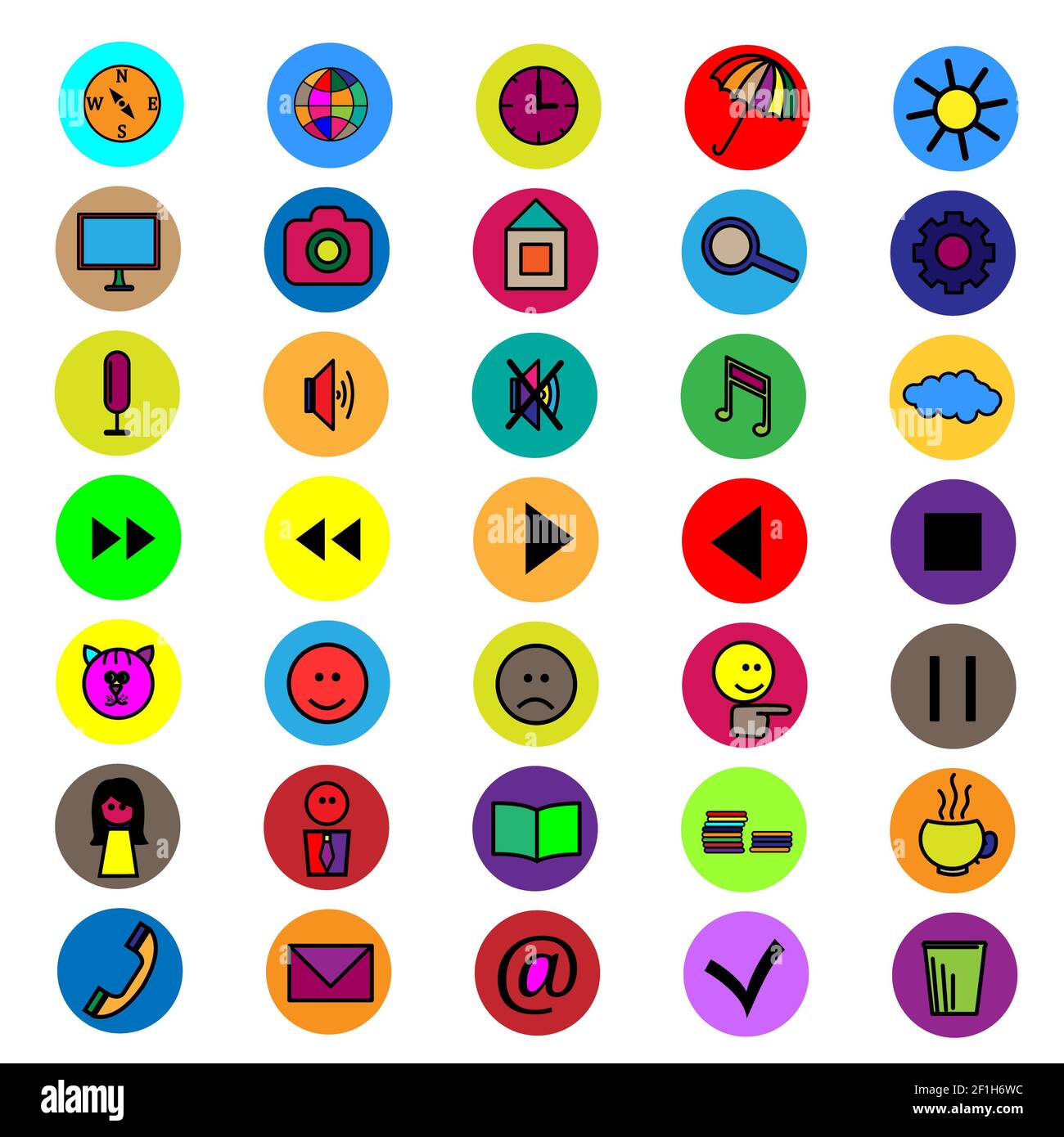 Set colorful icons Stock Photo - Alamy