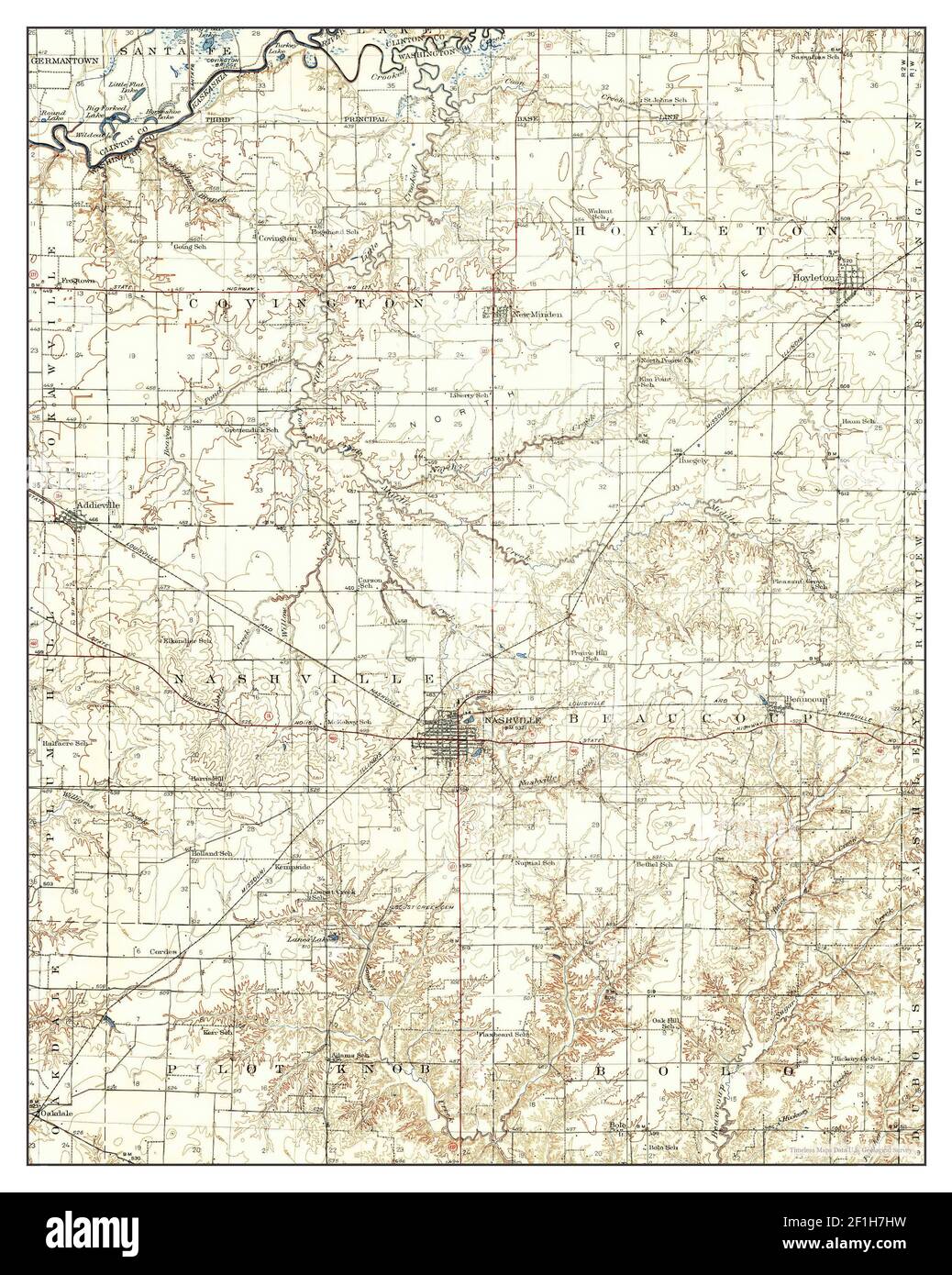 Nashville, Illinois, map 1932, 1:62500, United States of America by ...