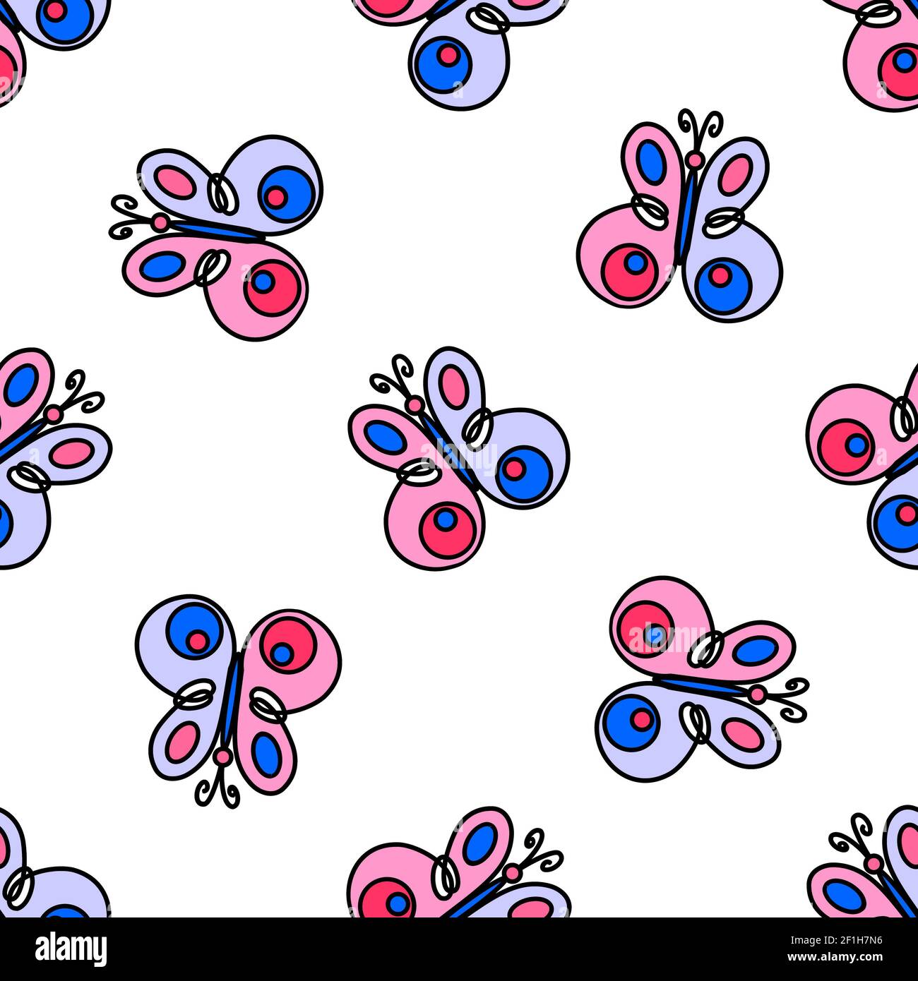 Vector seamless wallpaper pattern with swirl butterflies for design ...