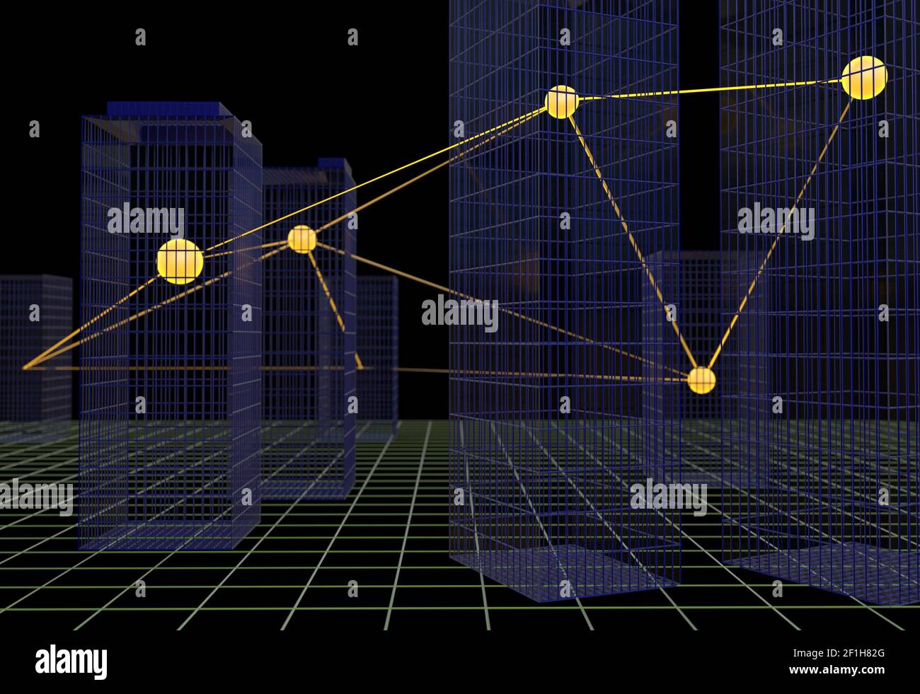 Corporate business connection links building concept 3d illustration ...