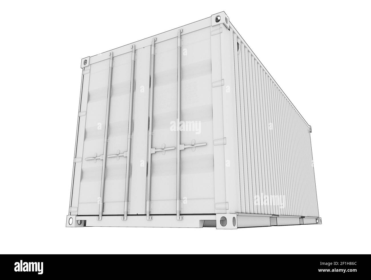 Shipping sea container 20 feet sketch outline isolated 3d illustration ...