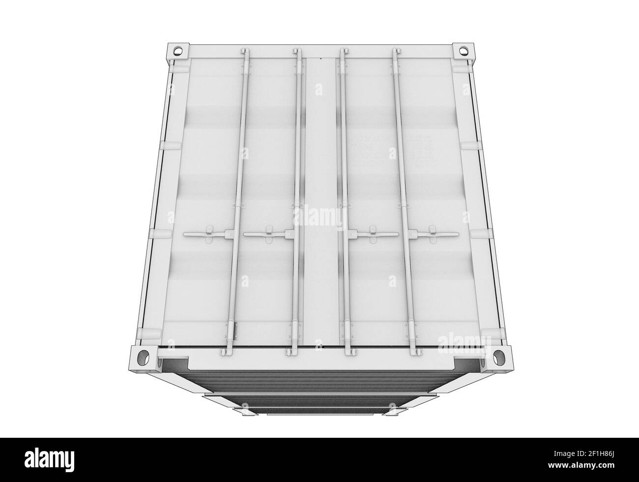 Shipping sea container 20 feet sketch outline isolated 3d illustration ...