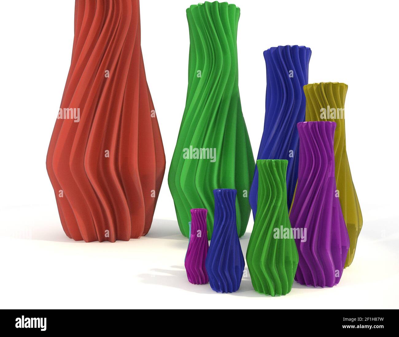 Printed object vase set 3d illustration isolated Stock Photo - Alamy