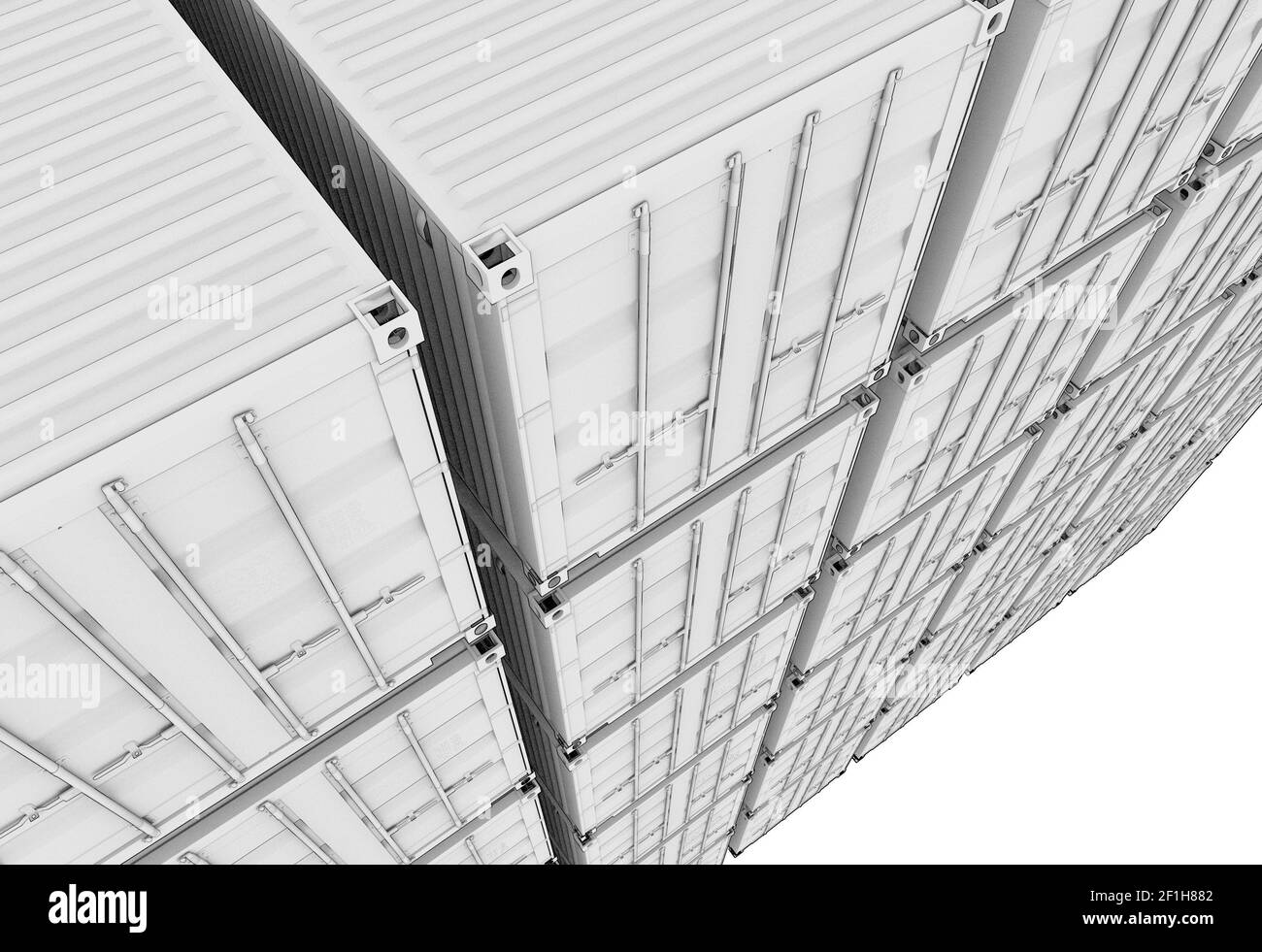 Shipping sea container 20 feet sketch outline perspective 3d ...