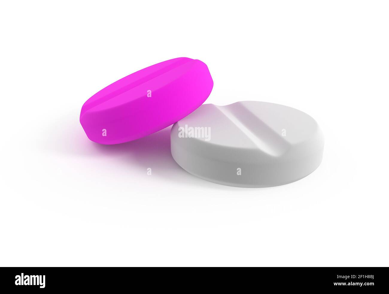 Two white and violet tablets isolated 3d illustration Stock Photo - Alamy