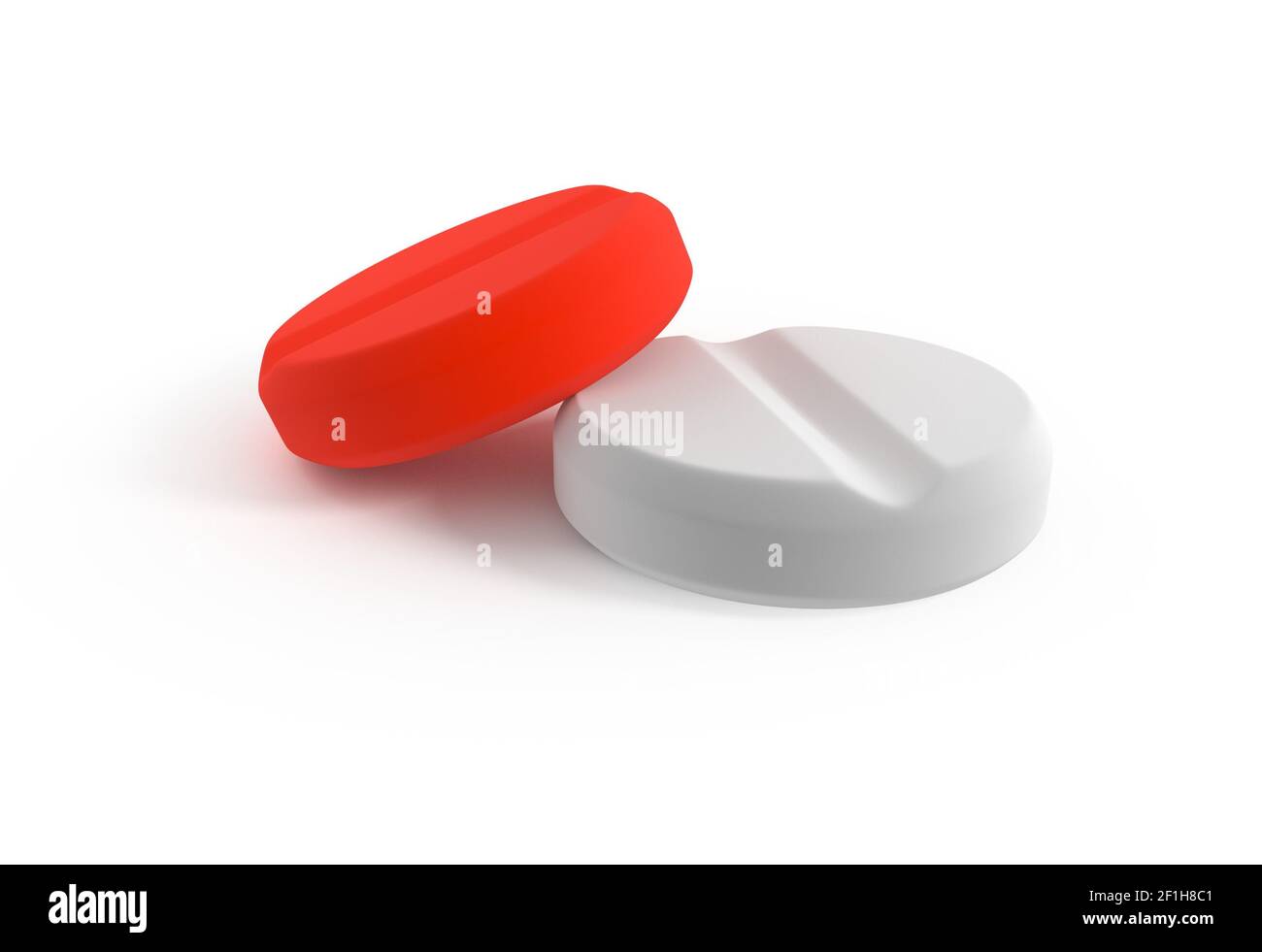 Two white and red tablets isolated 3d illustration Stock Photo - Alamy