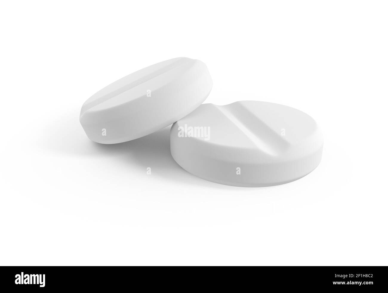 Two white tablets isolated 3d illustration Stock Photo - Alamy