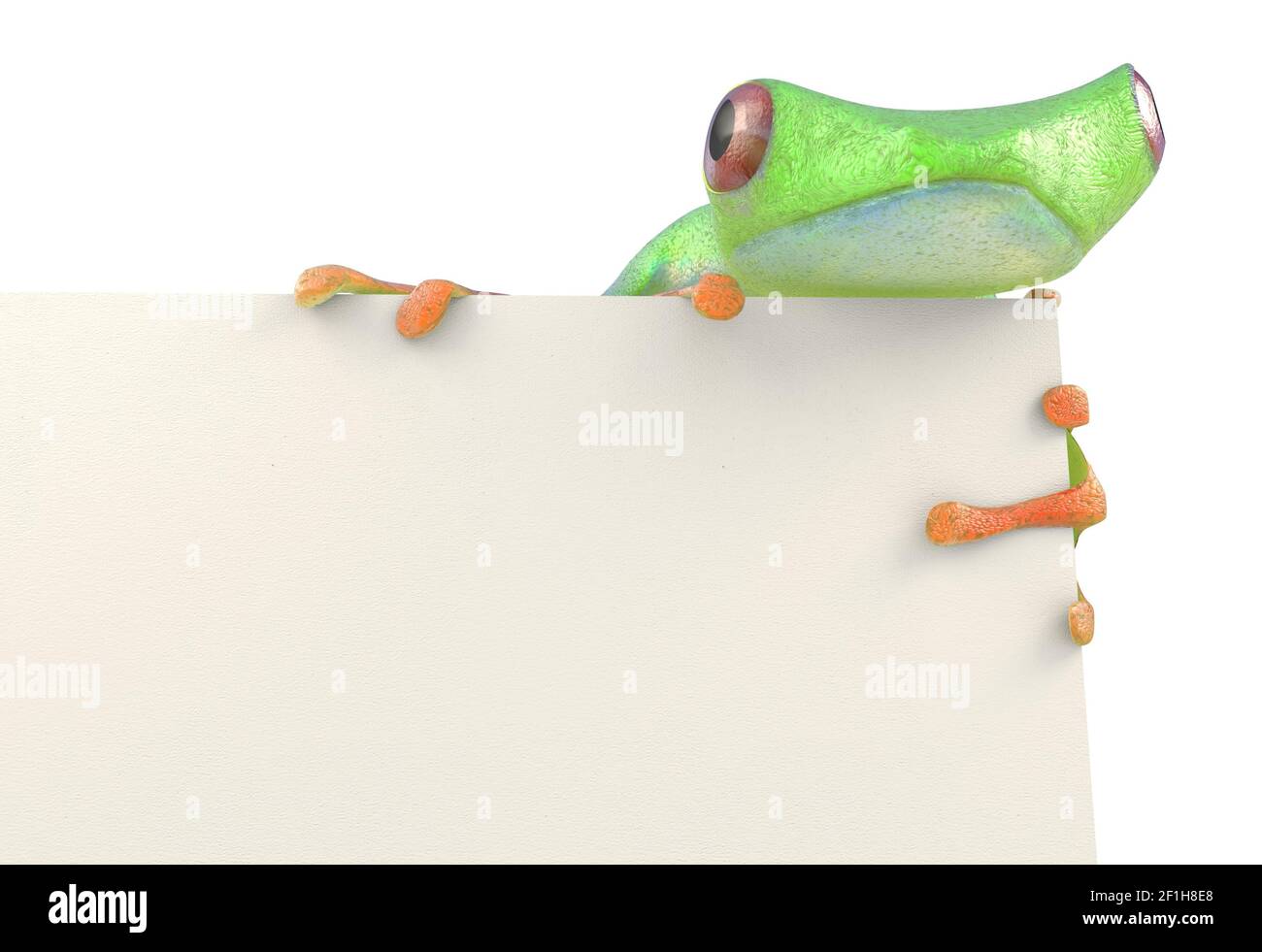 Green tree red eye frog sittin on the paper billboard sign 3d ...