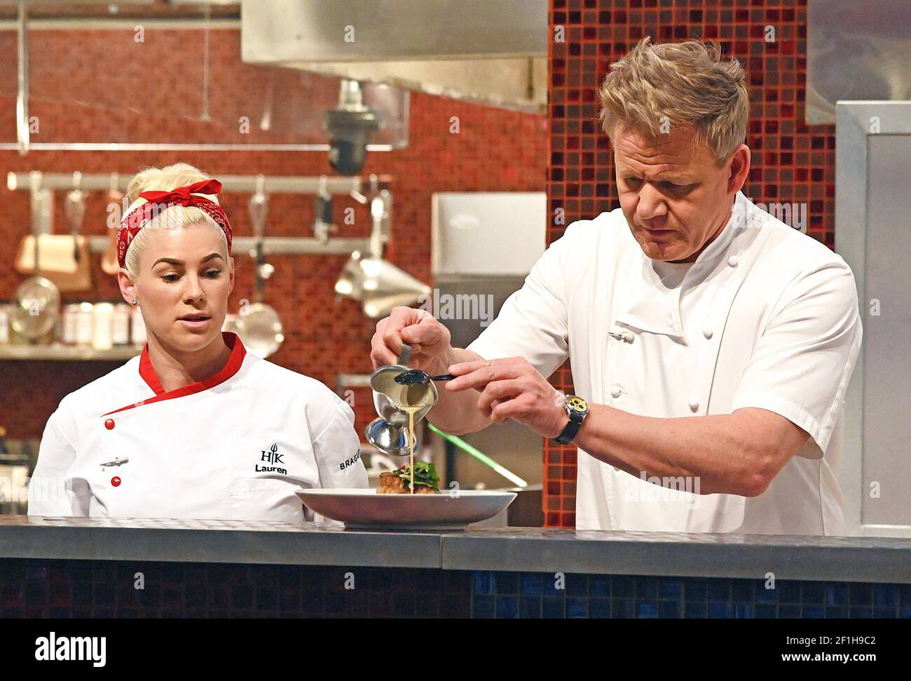 HELL'S KITCHEN, from left: contestant Lauren Lawless, chef/host Gordon ...