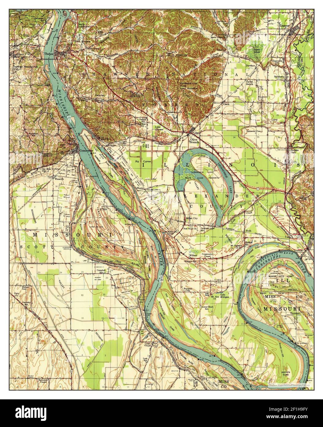Thebes, Illinois, map 1955, 1:62500, United States of America by ...