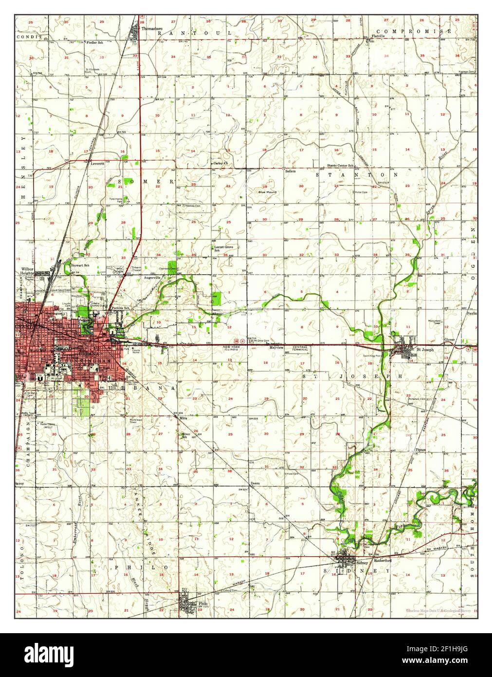 Urbana, Illinois, map 1957, 1:62500, United States of America by ...