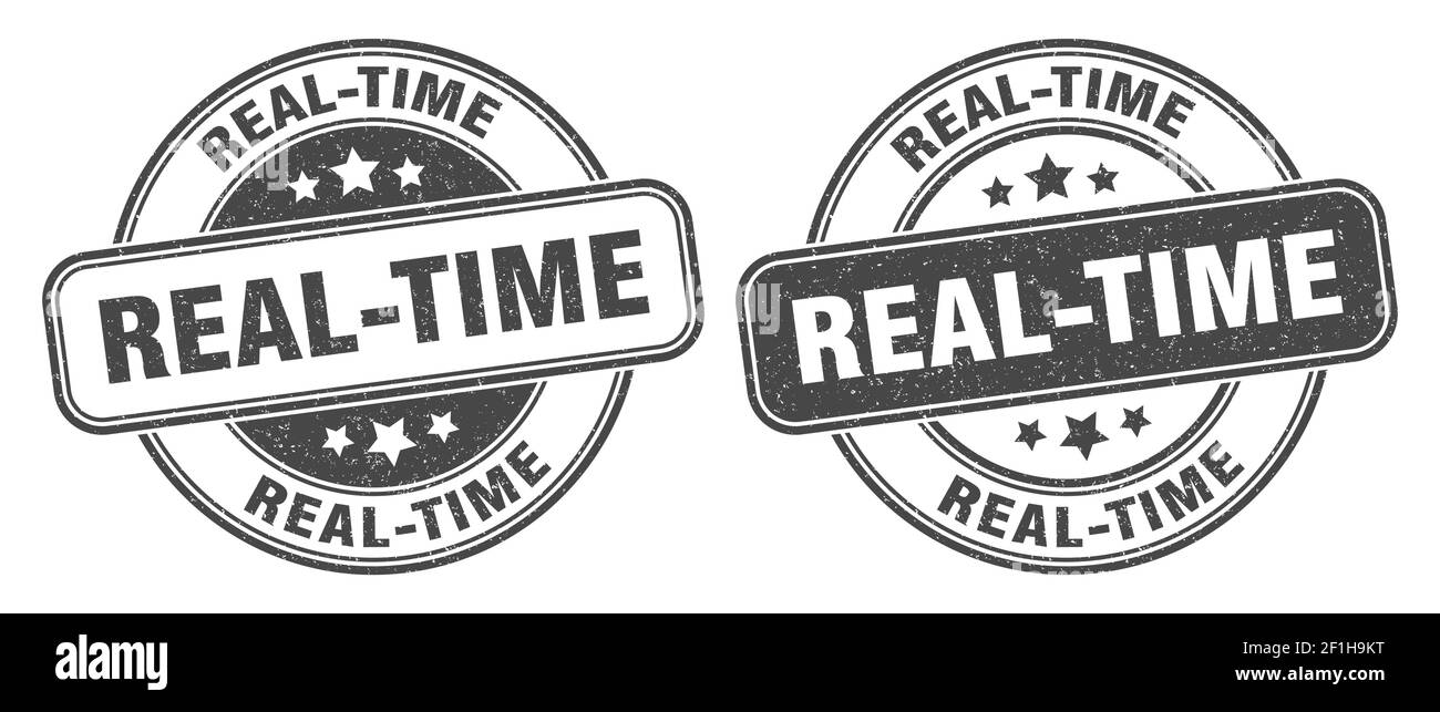 real-time stamp. real-time sign. round grunge label Stock Vector Image ...