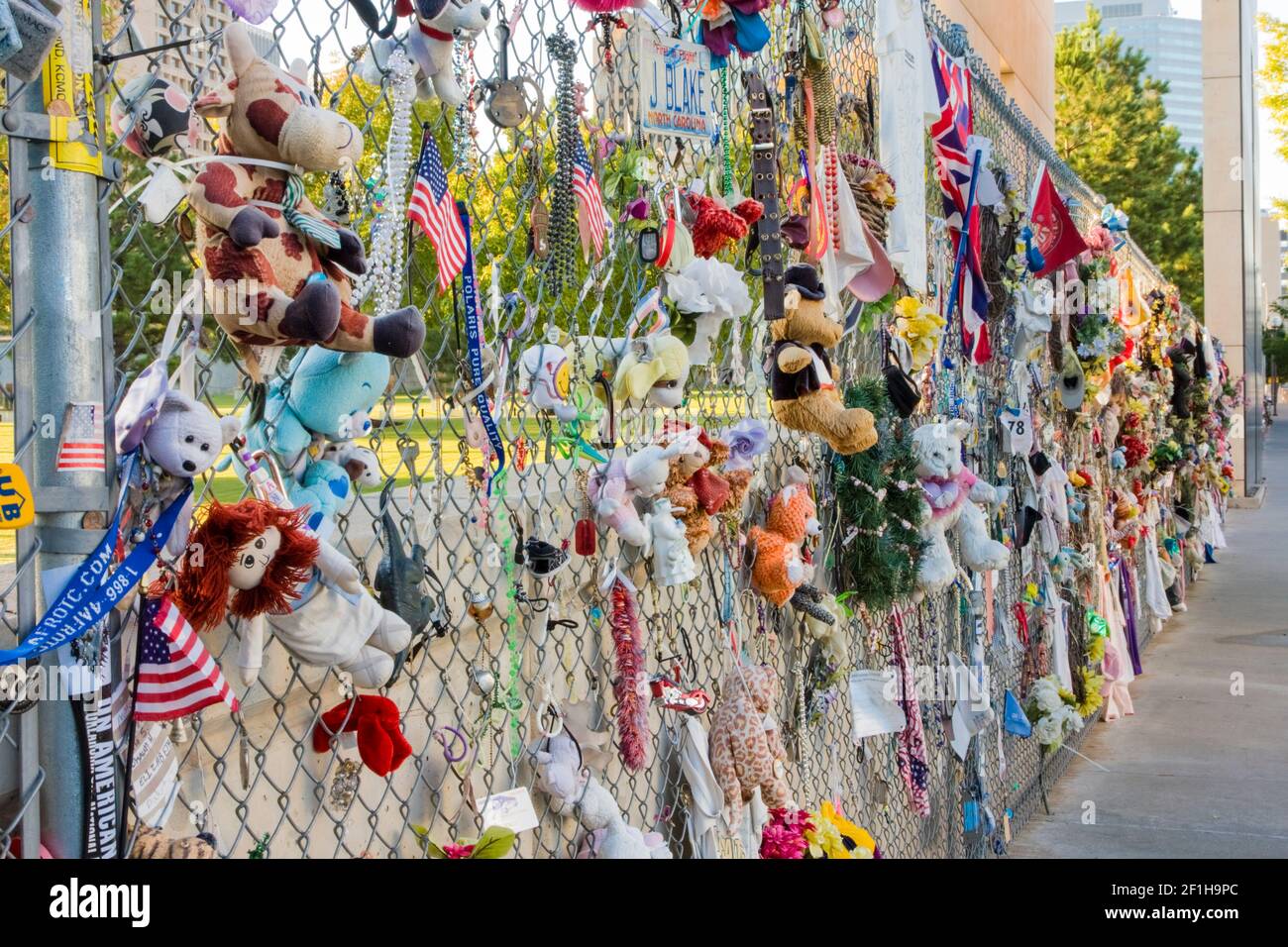 Oklahoma City, Oklahoma, USA. OKC National Memorial Mementos on Fence ...