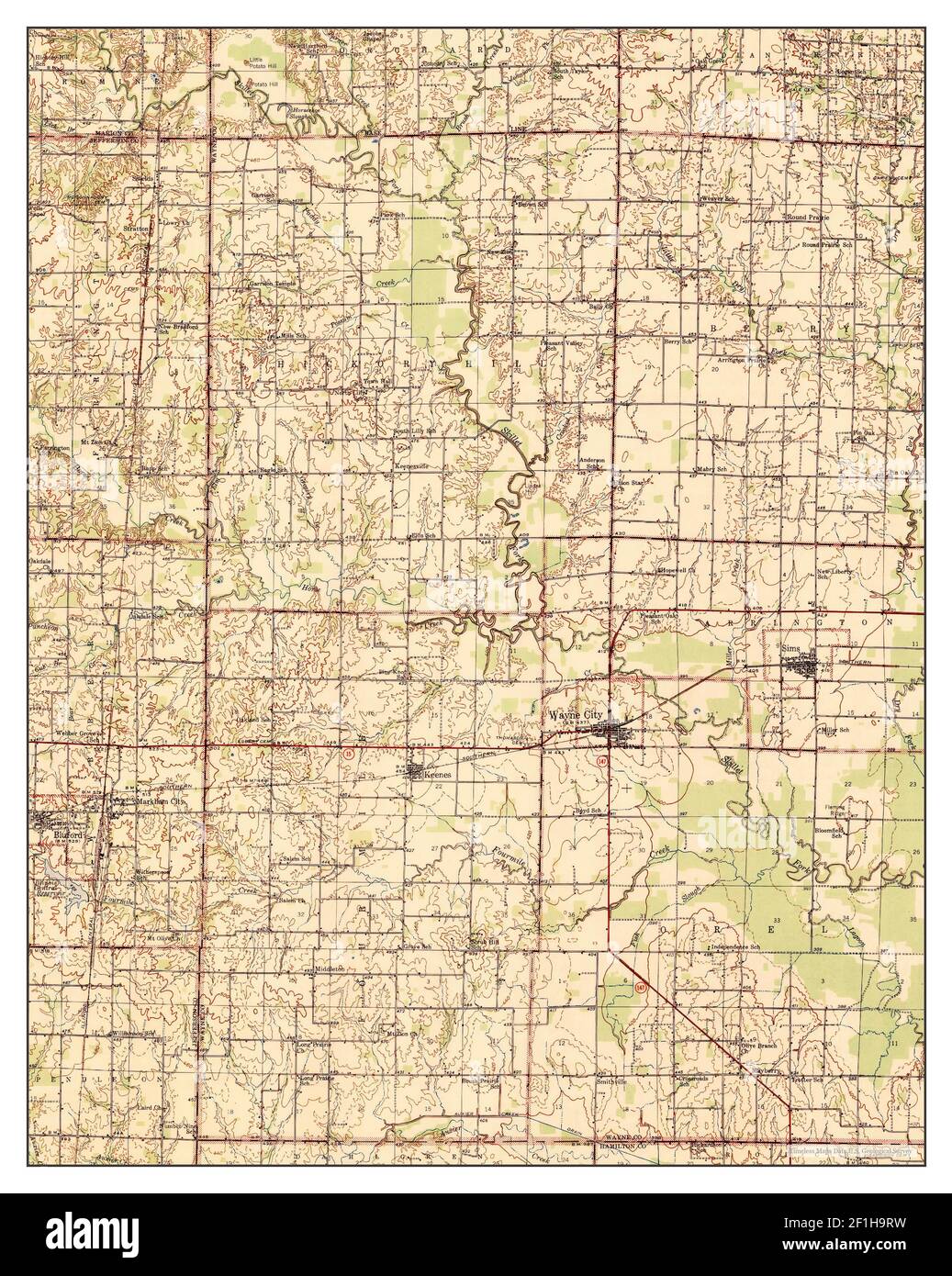 Wayne city illinois map hi-res stock photography and images - Alamy