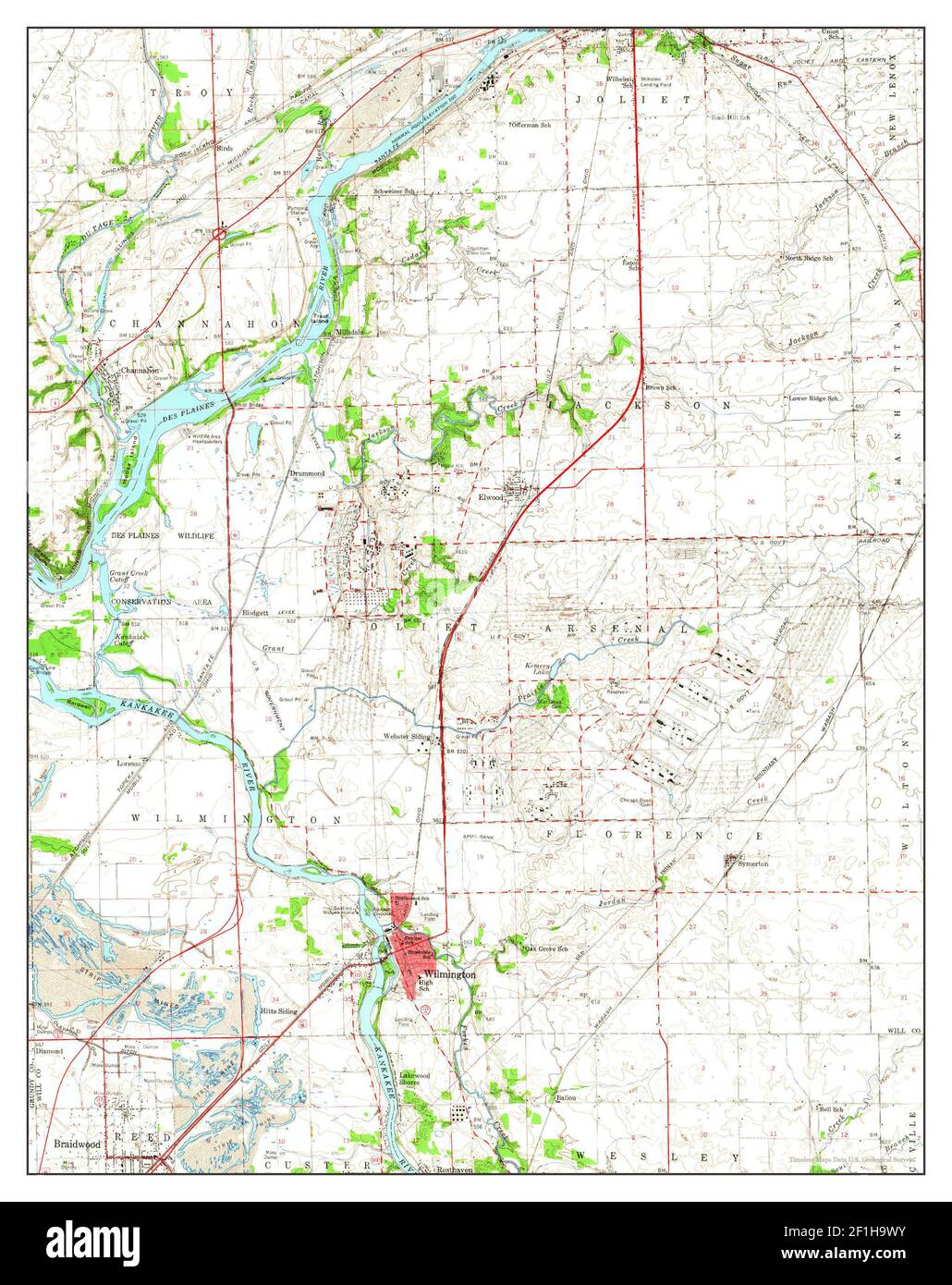 Wilmington illinois map Cut Out Stock Images & Pictures - Alamy
