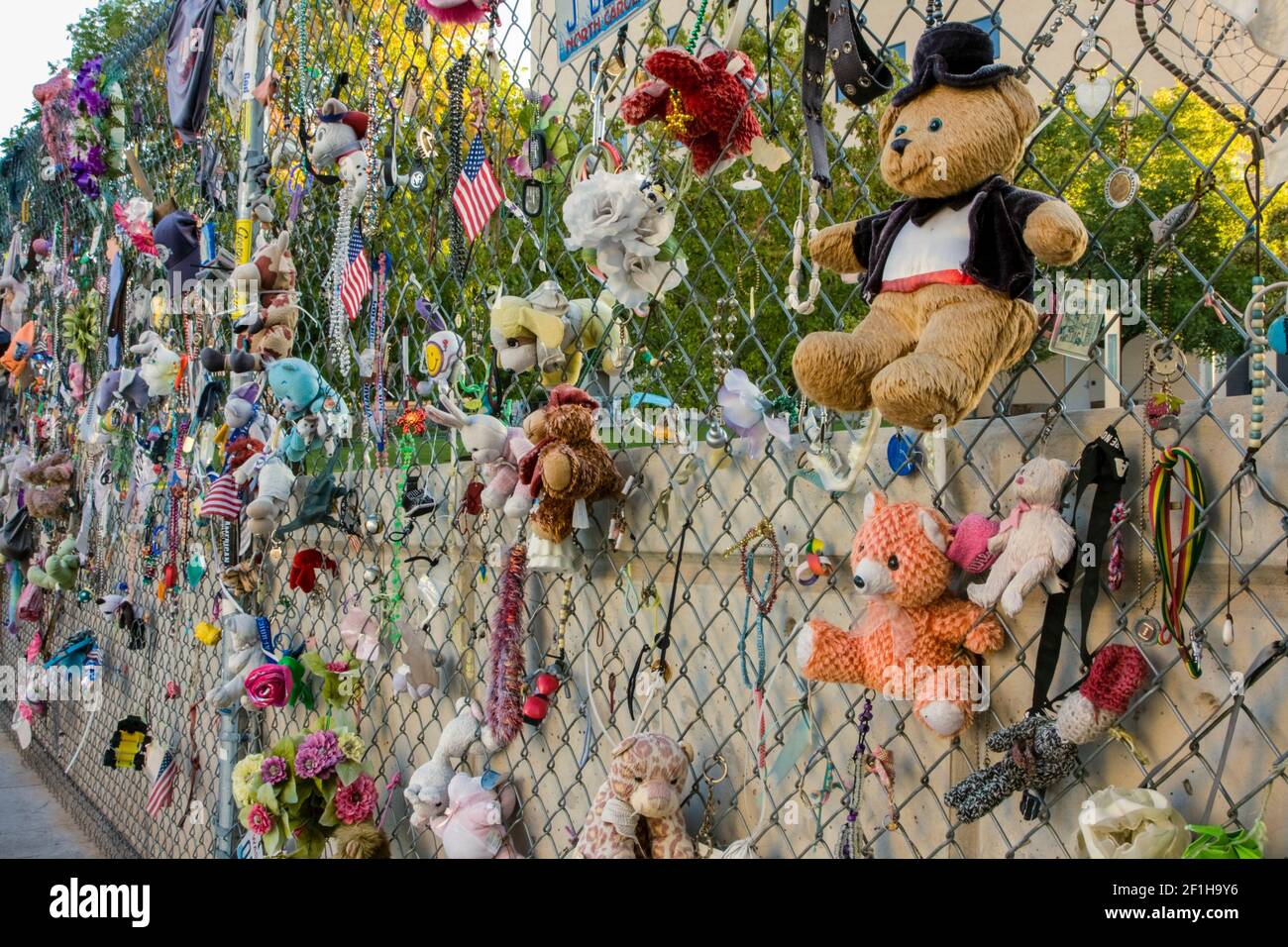 Oklahoma City, Oklahoma, USA. OKC National Memorial Mementos on Fence ...