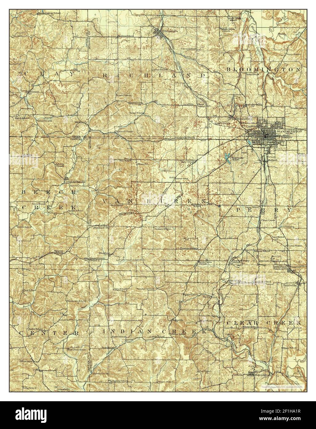 Bloomington, Indiana, map 1910, 1:62500, United States of America by ...