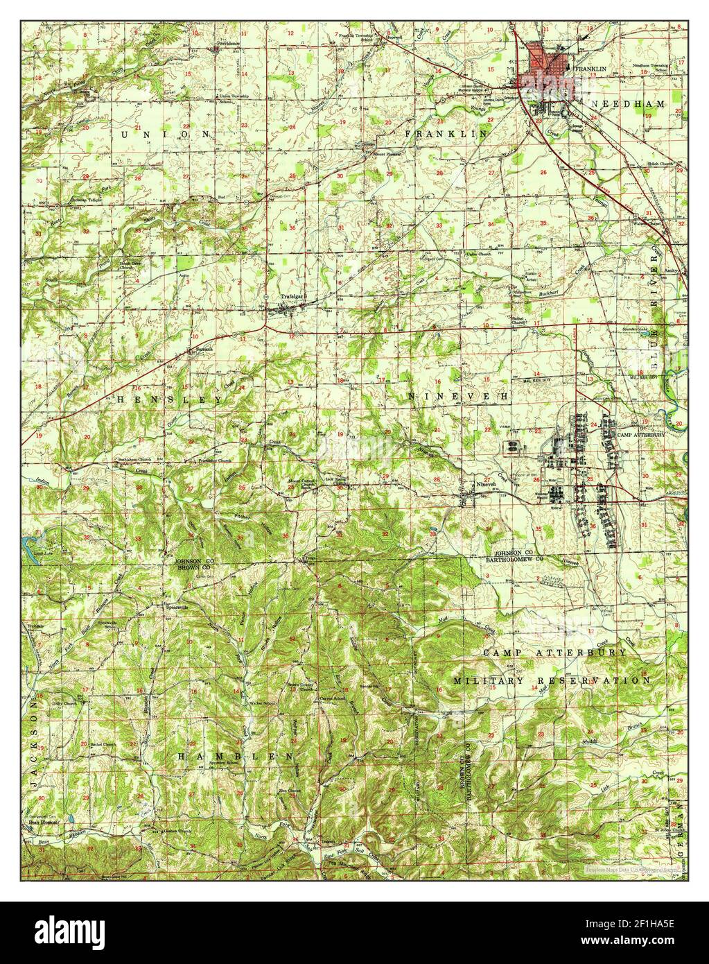 Franklin, Indiana, map 1950, 1:62500, United States of America by ...