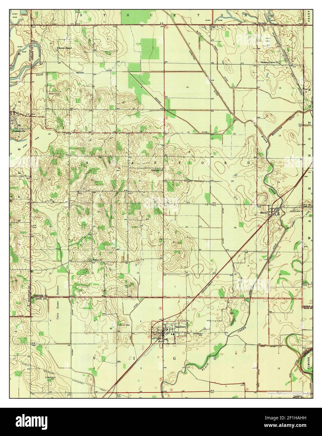 Sandborn, Indiana, map 1943, 1:24000, United States of America by ...