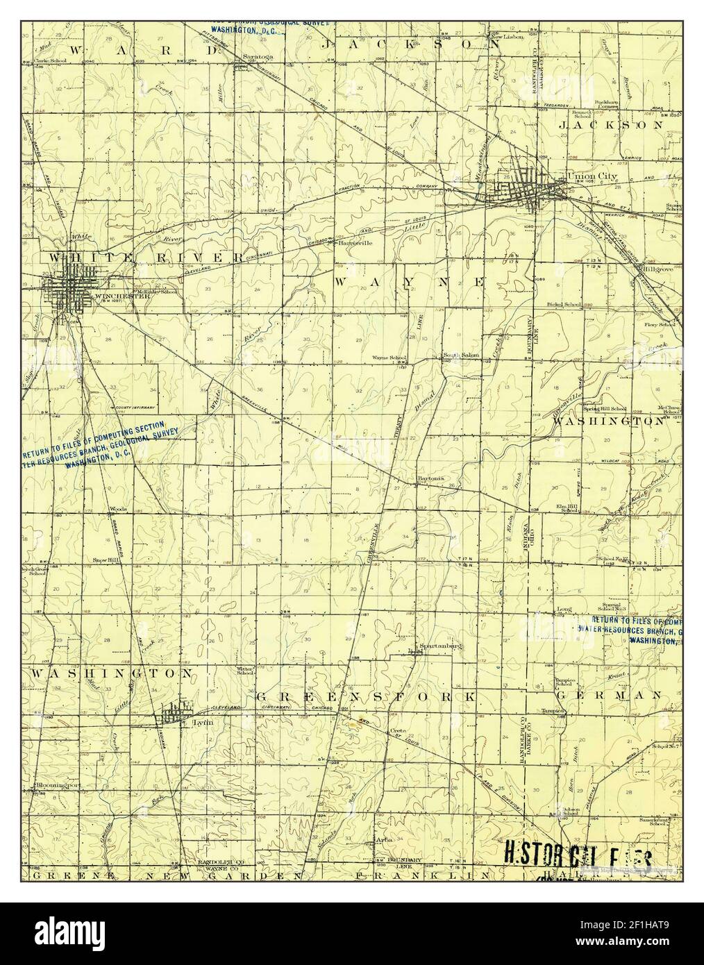 Winchester, Indiana, map 1918, 1:62500, United States of America by ...