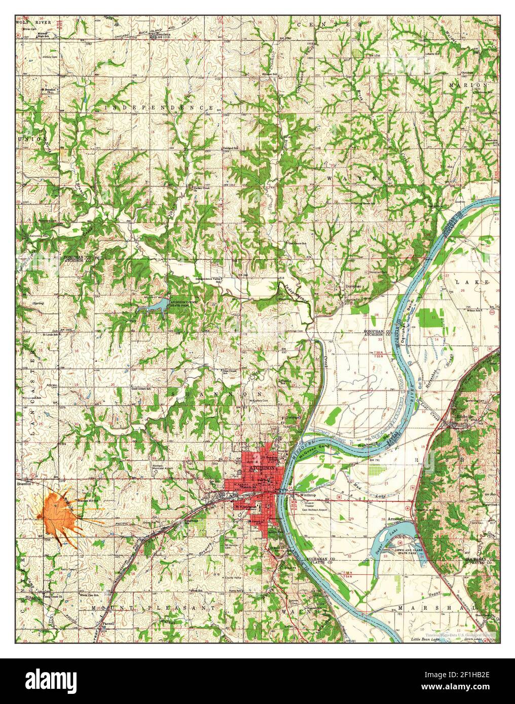 Atchison map hi-res stock photography and images - Alamy