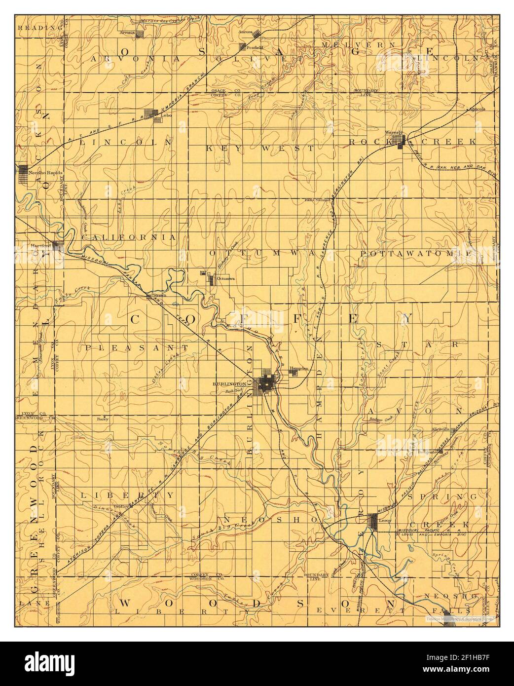 Burlington, Kansas, map 1894, 1:125000, United States of America by ...