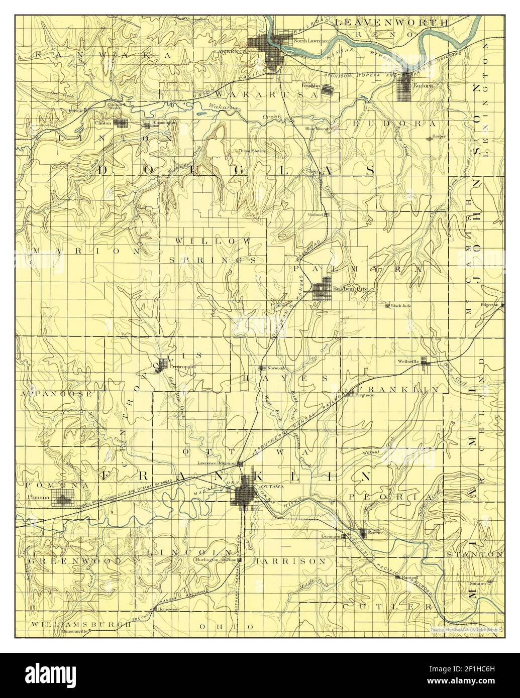 Lawrence, Kansas, map 1889, 1:125000, United States of America by ...