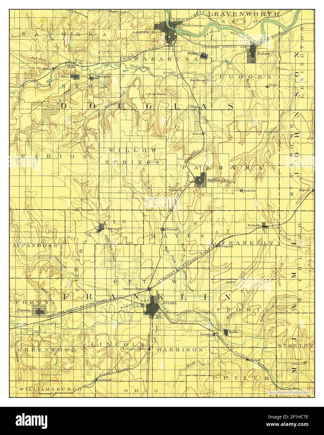Lawrence, Kansas, map 1889, 1:125000, United States of America by ...