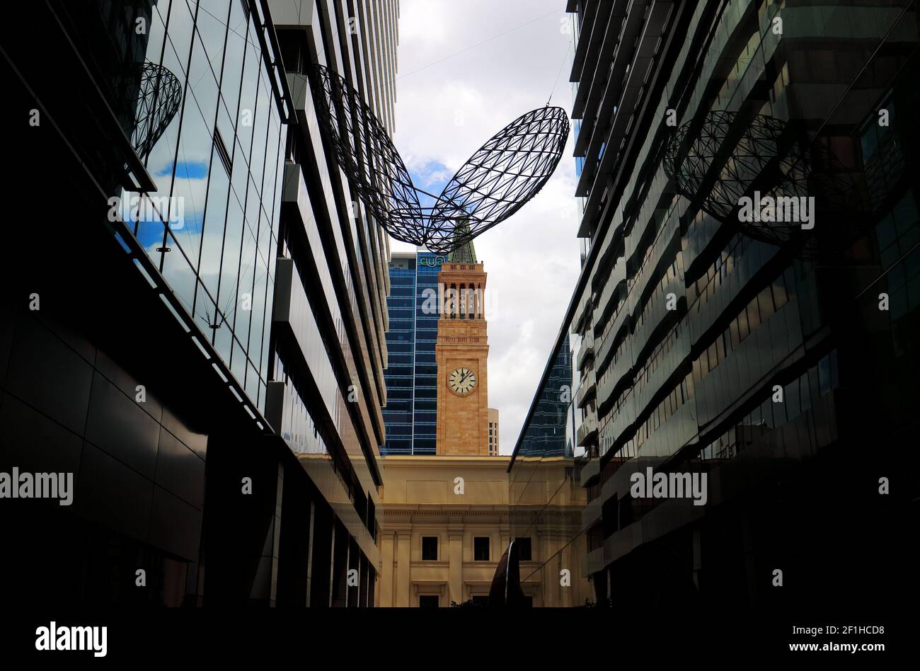 Old Clock Tower In A Modern City Stock Photo - Alamy
