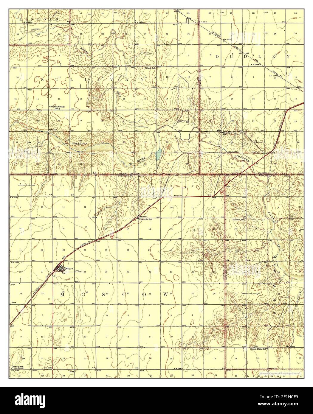 Map of moscow kansas Cut Out Stock Images & Pictures - Alamy