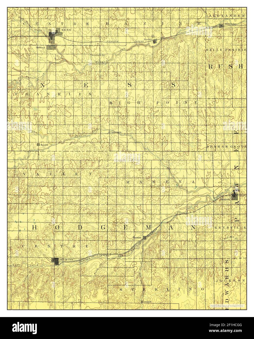Ness, Kansas, map 1894, 1:125000, United States of America by Timeless ...