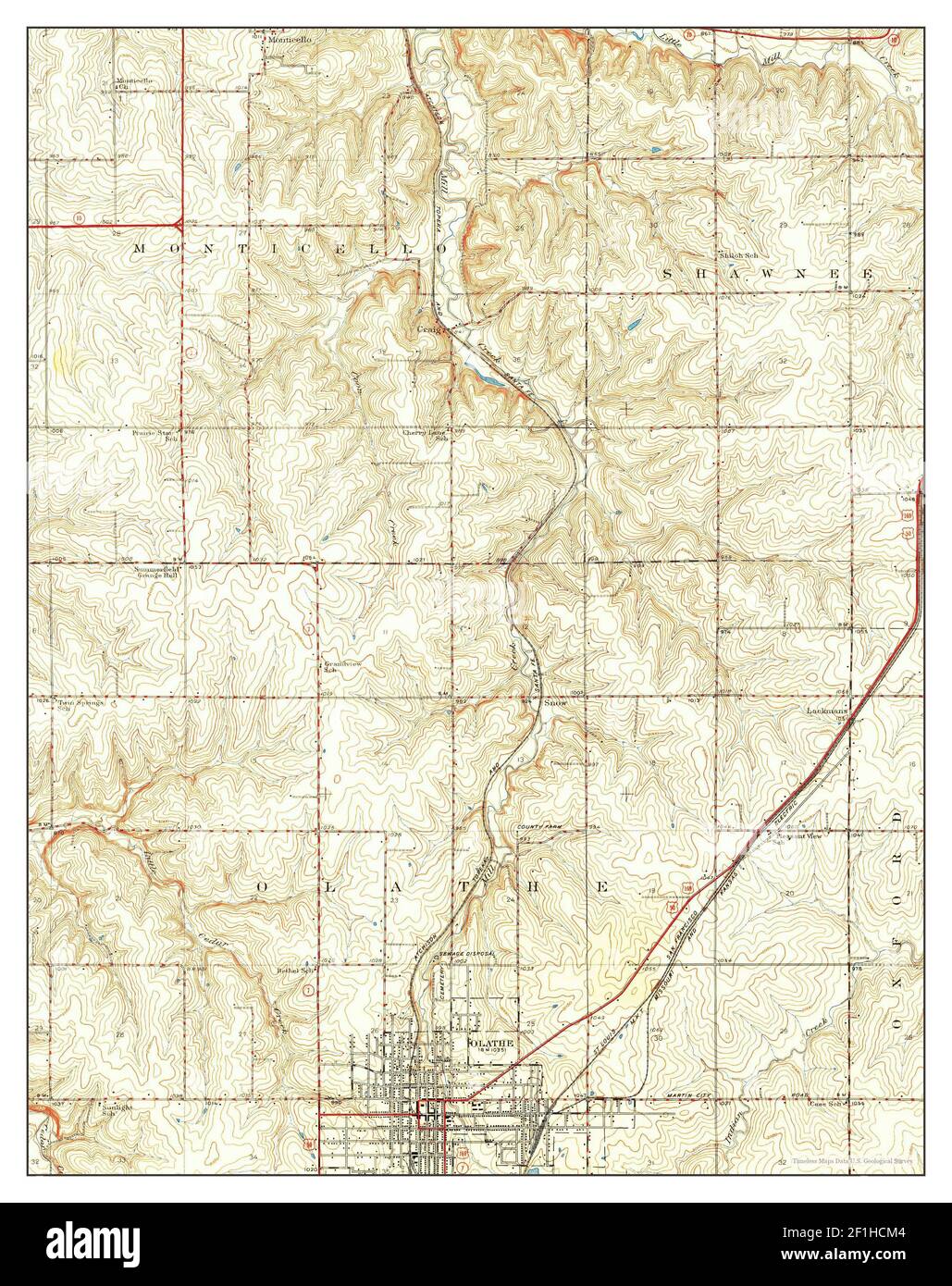 Olathe, Kansas, map 1943, 1:31680, United States of America by Timeless ...