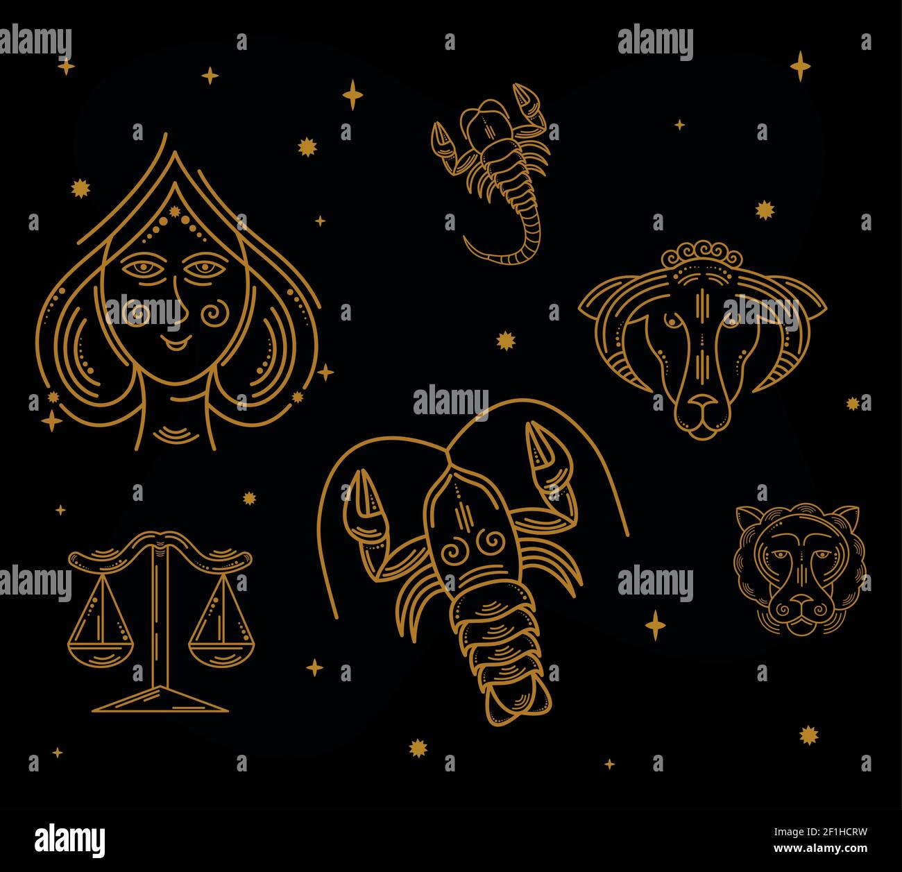 six zodiac symbols Stock Vector Image & Art - Alamy