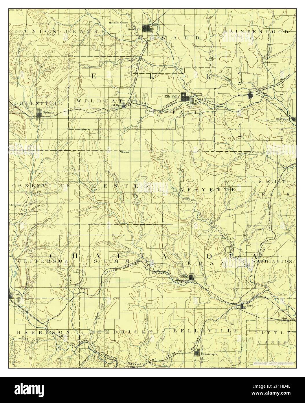 Sedan, Kansas, map 1889, 1:125000, United States of America by Timeless ...