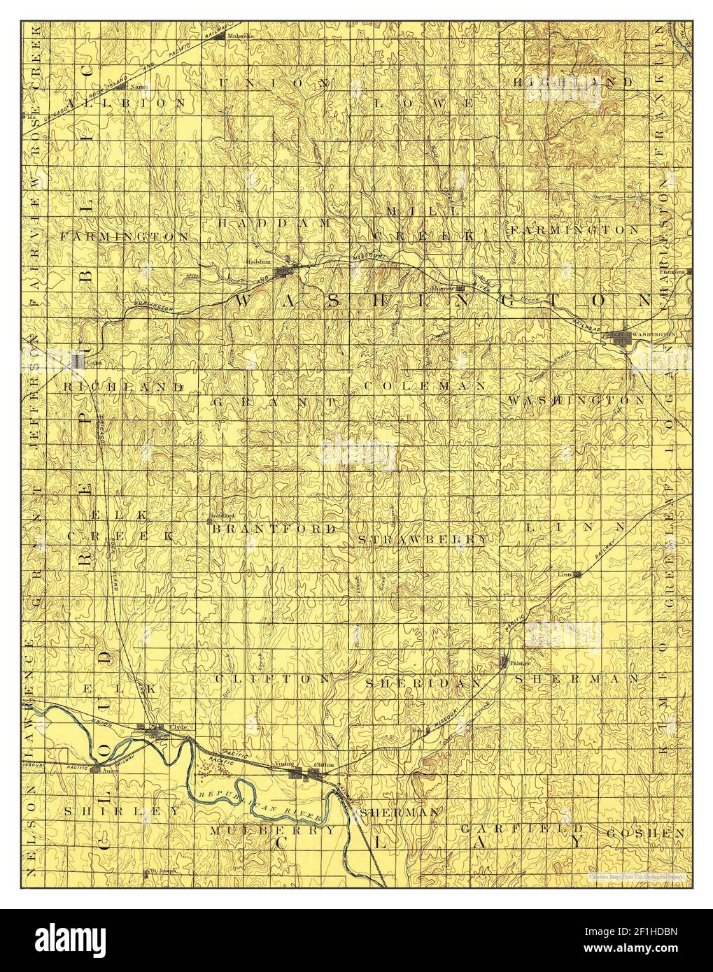 Washington, Kansas, map 1893, 1:125000, United States of America by ...