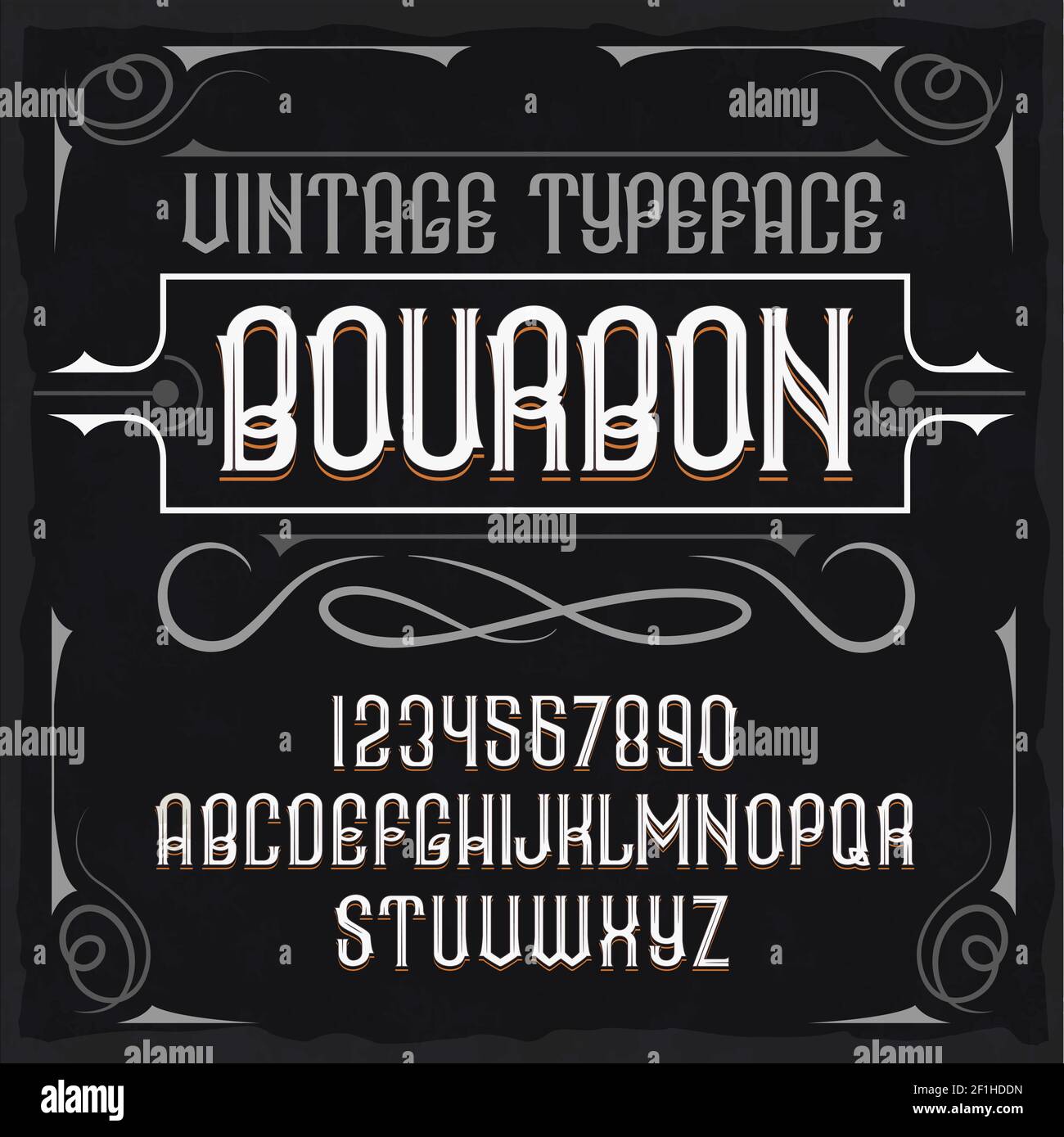 Vintage label typeface called "Bourbon". Perfectly designed font for ...