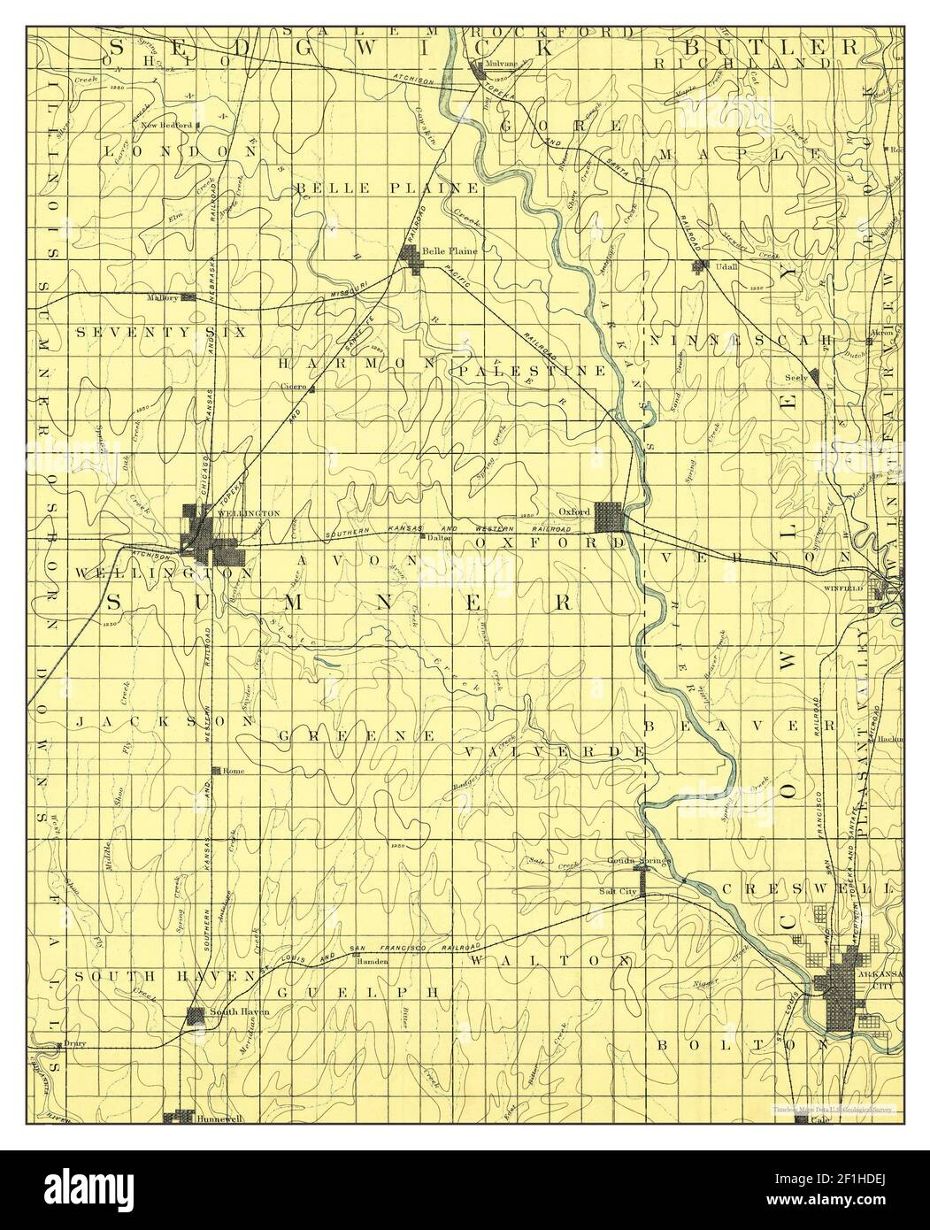 Kansas map 1890 hi-res stock photography and images - Alamy