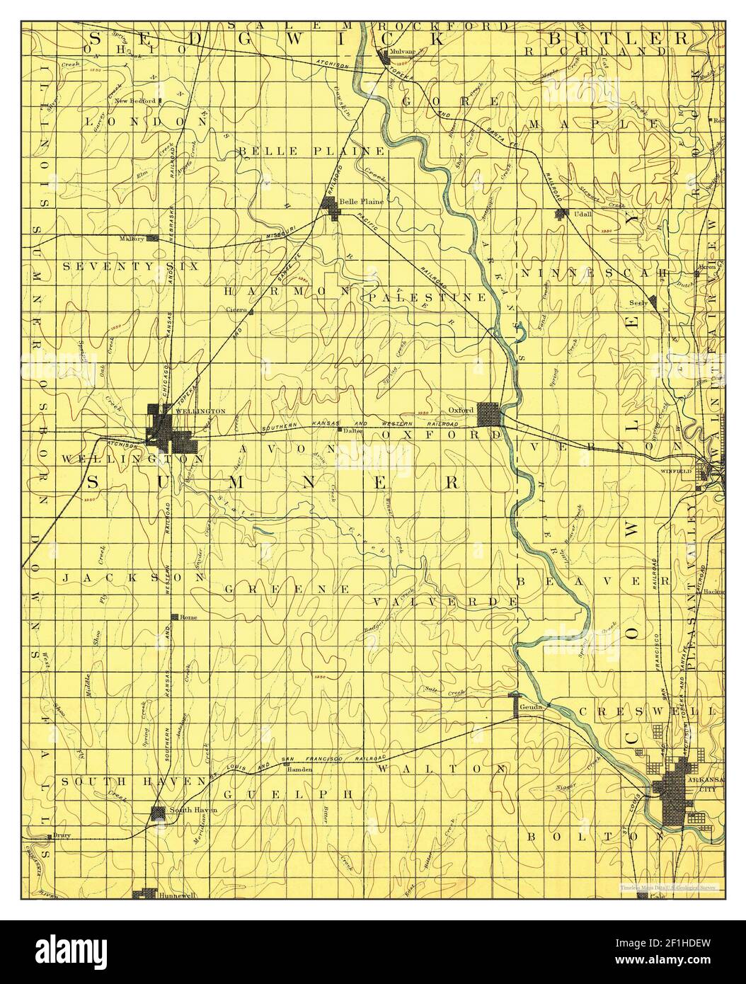 Kansas map 1890 hi-res stock photography and images - Alamy