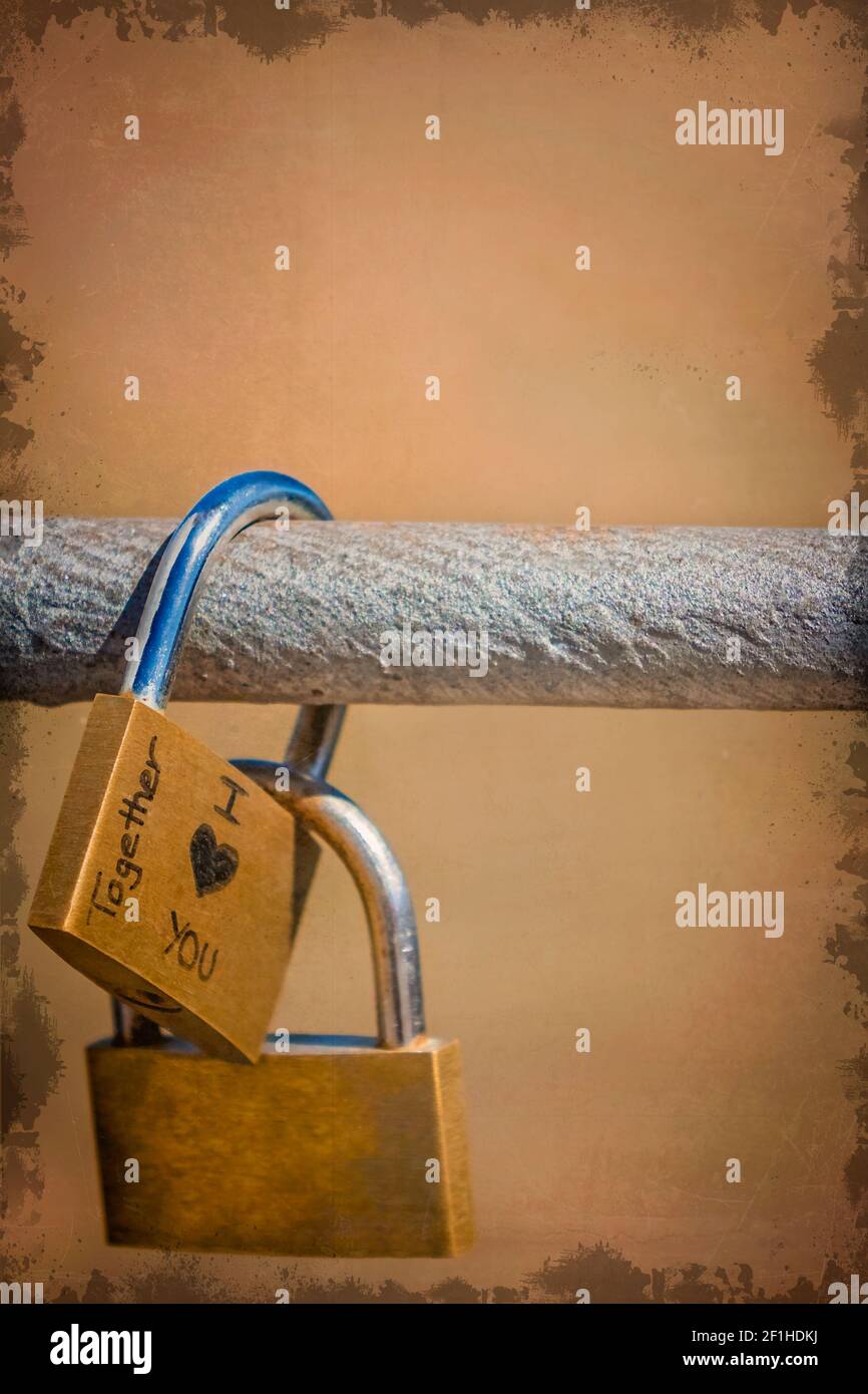 Two padlocks locked together hi-res stock photography and images - Alamy