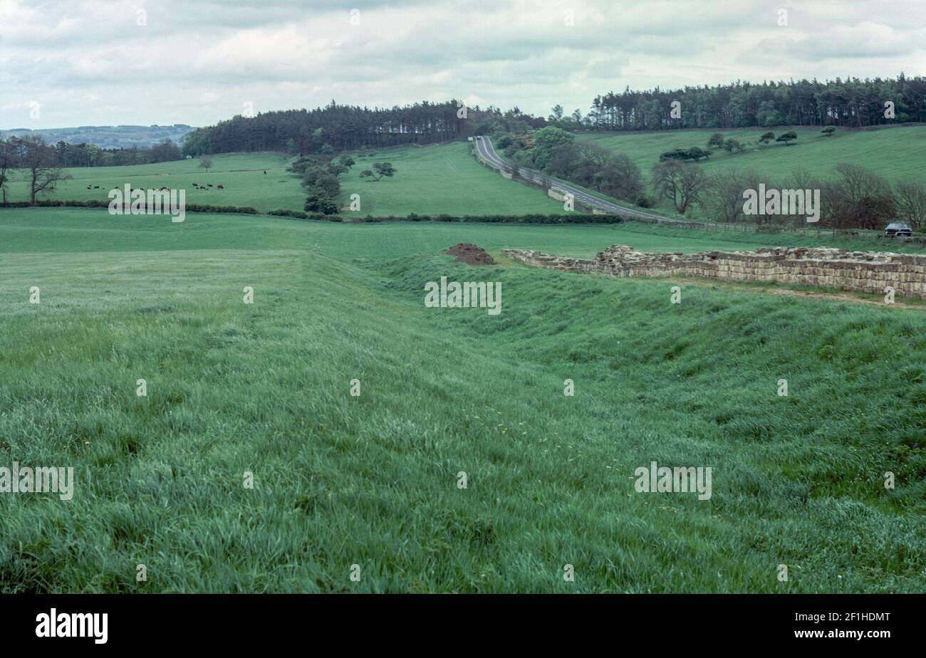 Remains of a Roman defensive fortification known as Hadrian’s Wall ...