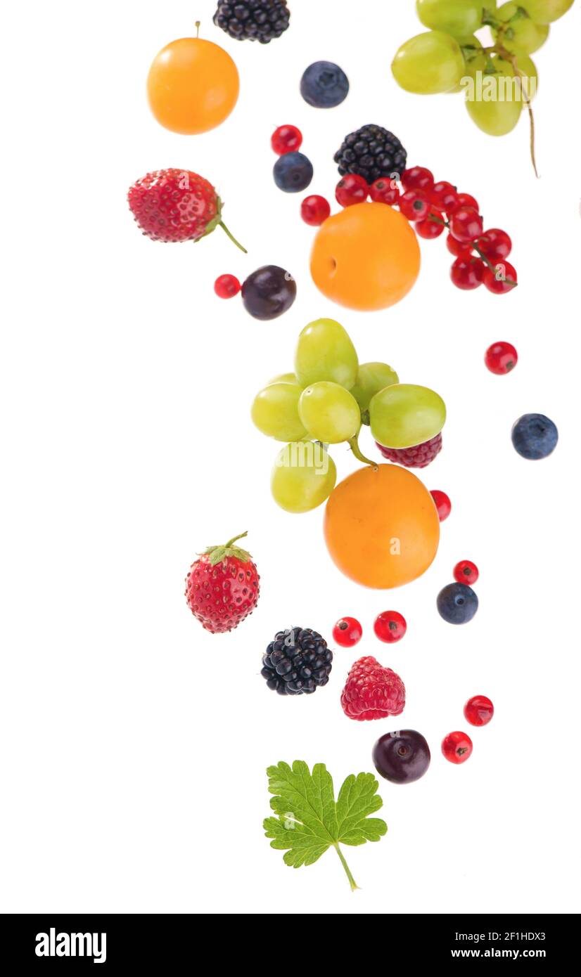 berry mix isolated on a white background Stock Photo - Alamy