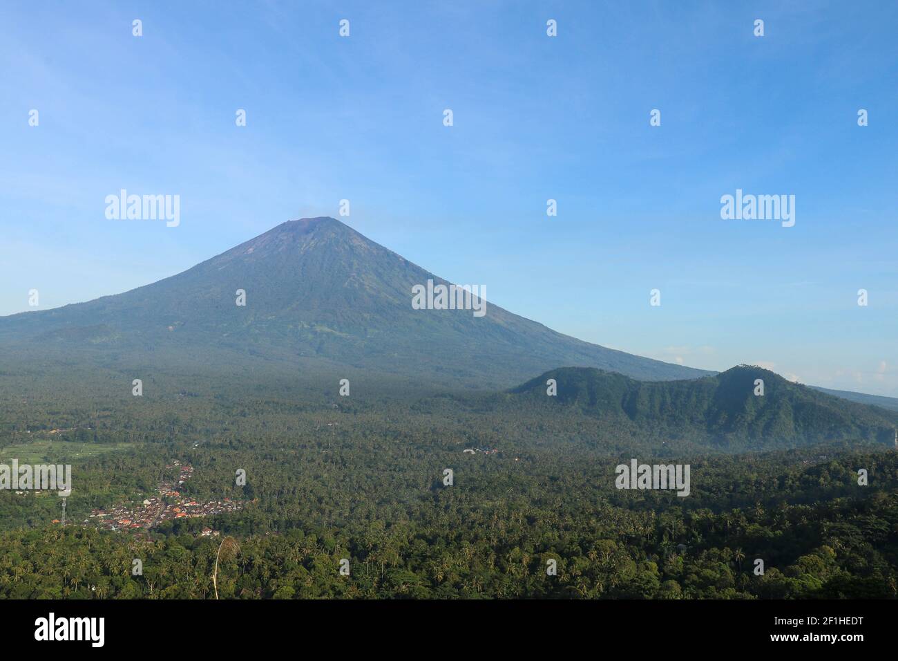 Stunning landscape on the Bali island in Indonesia. Mt Agung, the ...