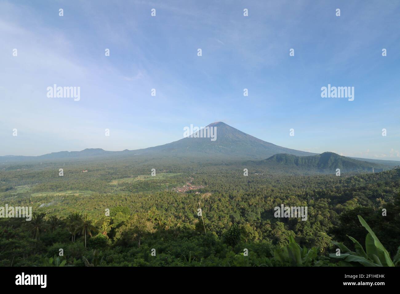 Stunning landscape on the Bali island in Indonesia. Mt Agung, the ...