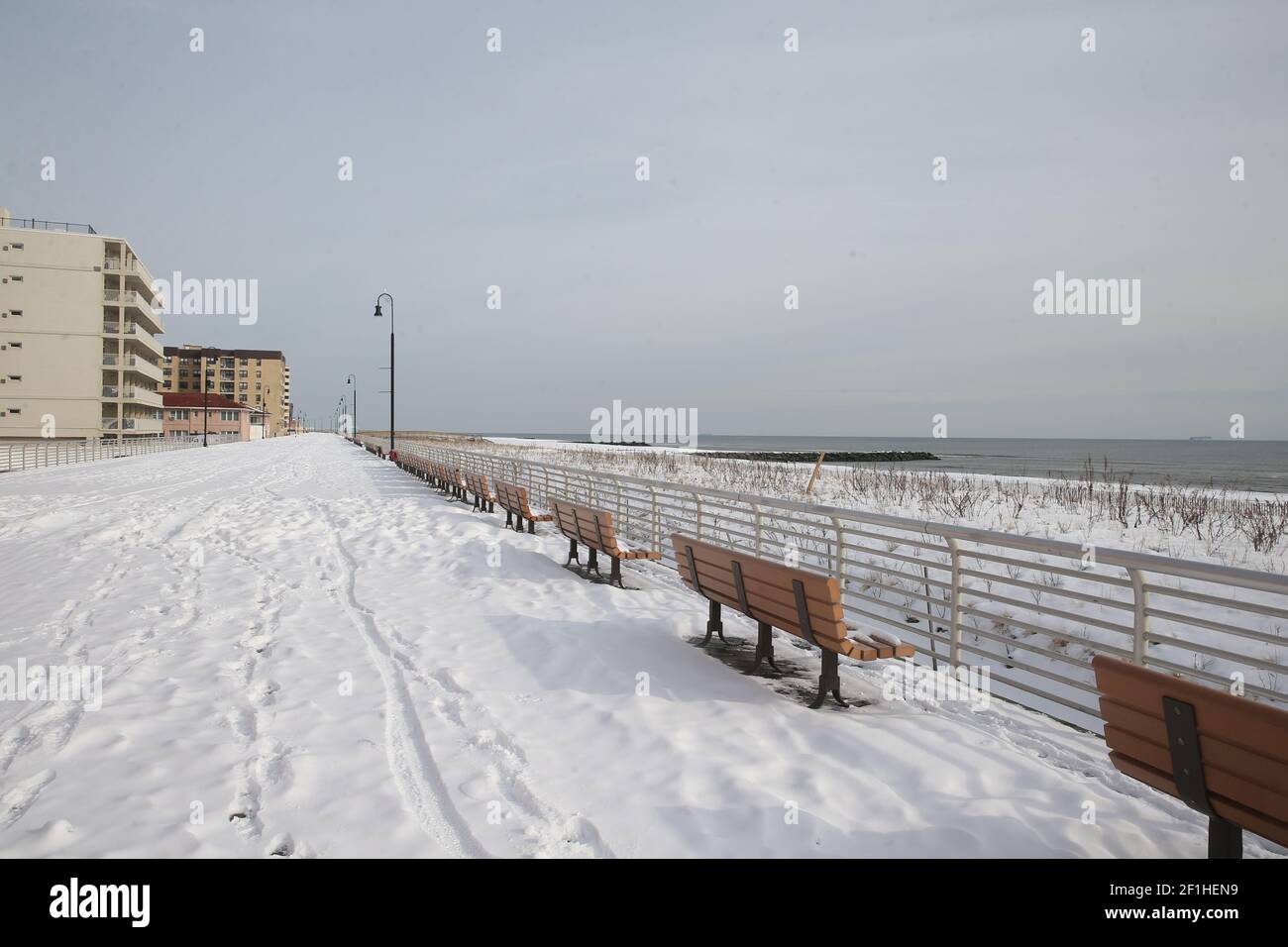 February 11, 2021 : The Long Beach Boardwalk and the beach itself, both ...