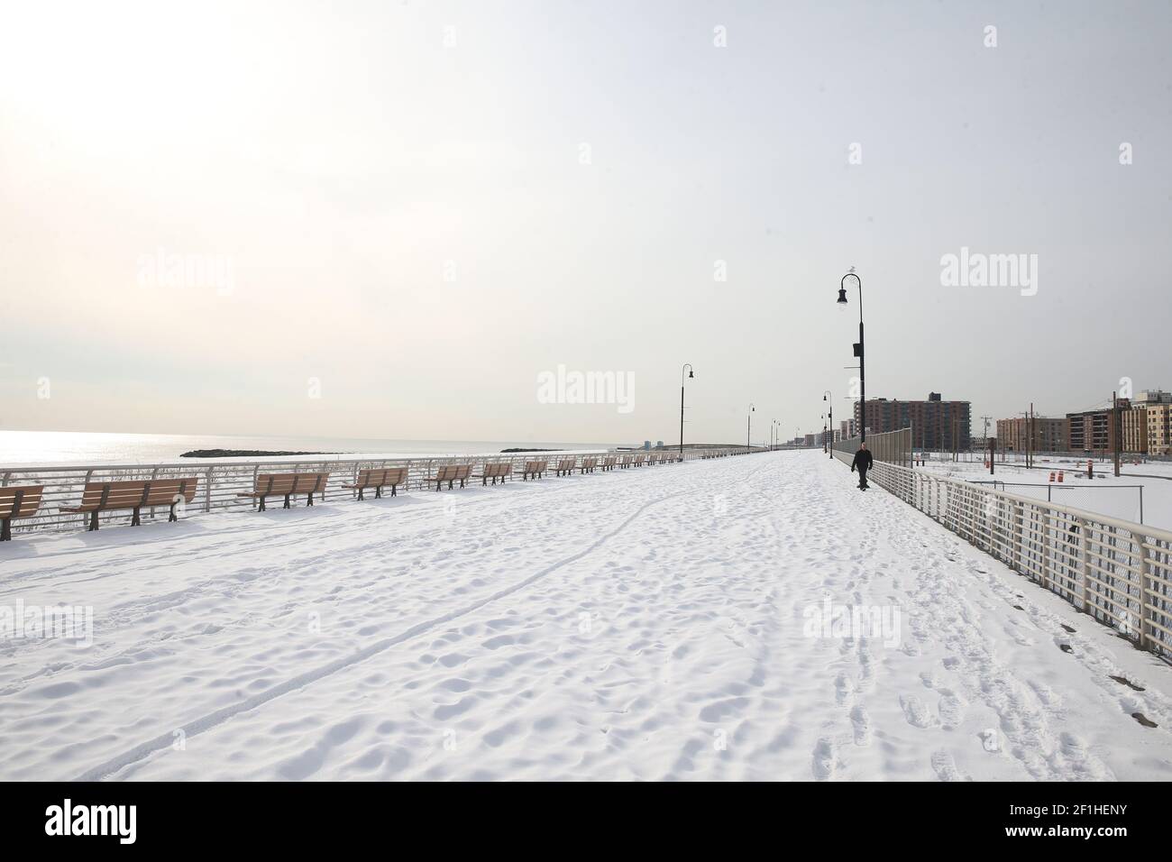February 11, 2021 : The Long Beach Boardwalk and the beach itself, both ...