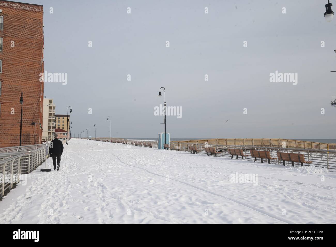 February 11, 2021 : The Long Beach Boardwalk and the beach itself, both ...