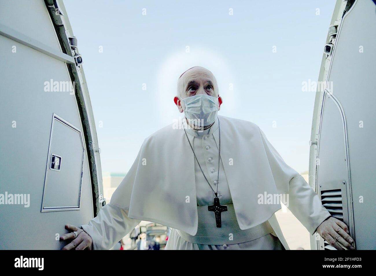 Baghdad, Iraq. 08th Mar, 2021. Pope Francis arrives in Baghdad, Iraq on ...