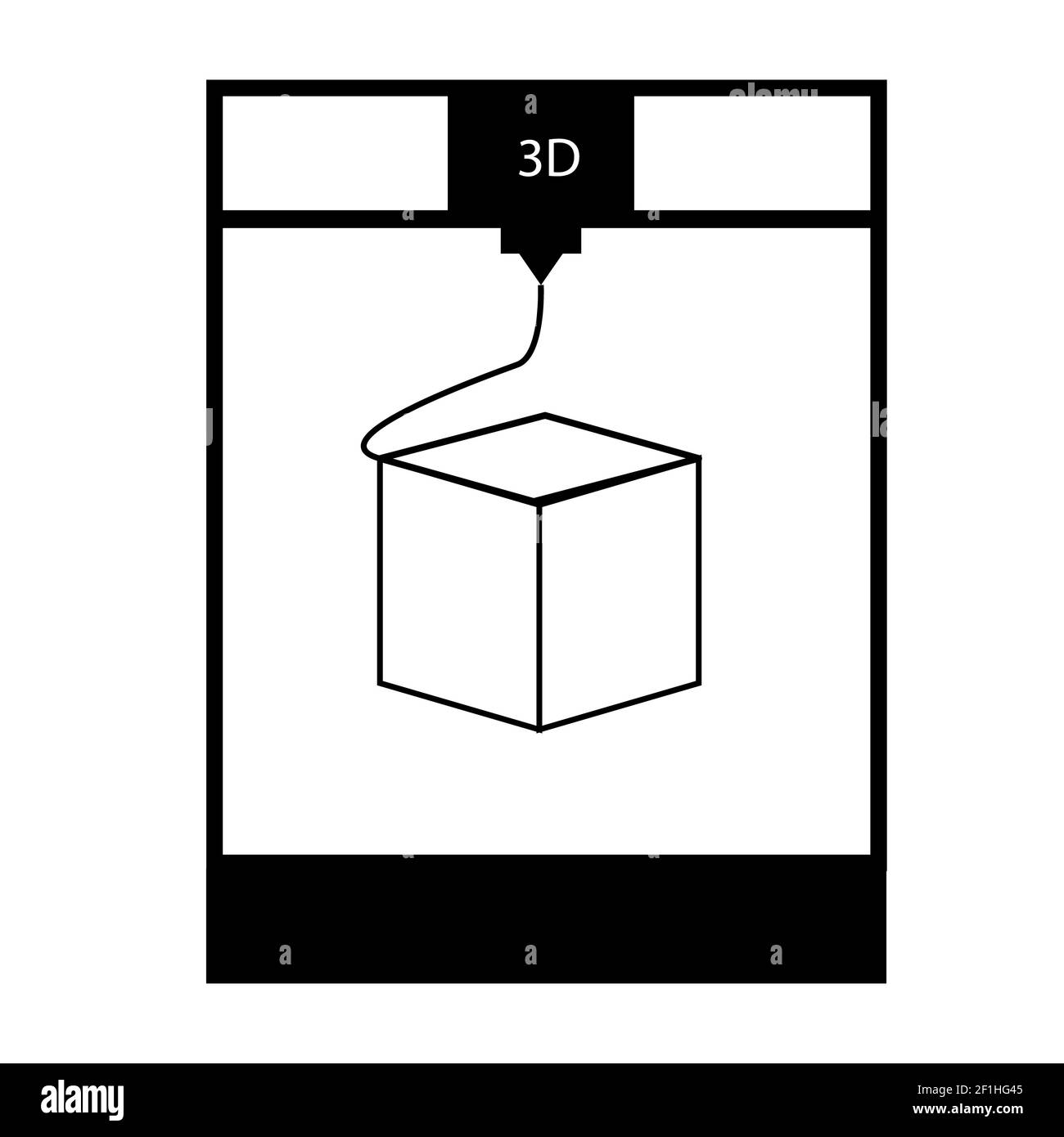 3D printing icon on white background. 3D printing new product ...